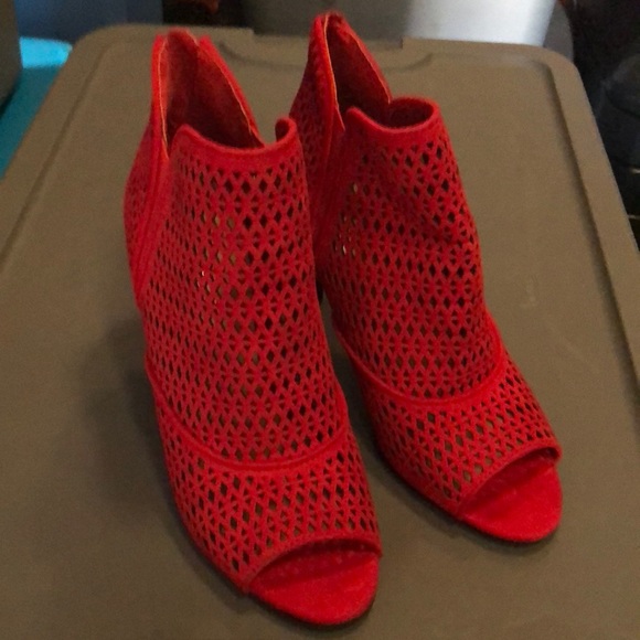 Unisa | Shoes | High Heel Red Mesh Open Toe Shoes | Poshmark
